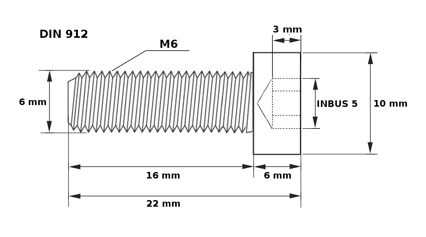 40er Set M6 Inbusschlüssel 16 mm Schrauben (DIN 912)
