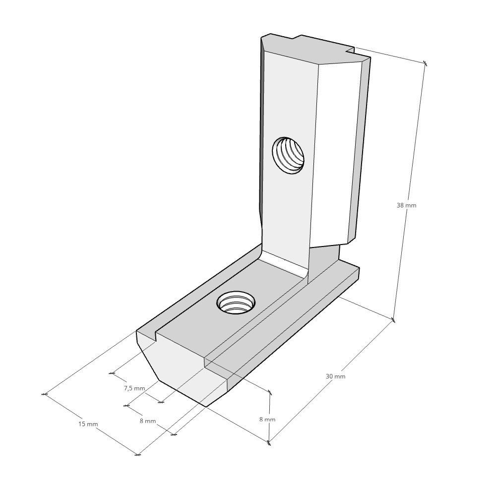 L-Shaped INTERNAL Thread Interior Corner Joint Bracket with M6 Scre...